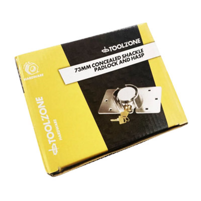 Toolzone 73mm Consealed Steel Shackle Lock & Hasp Heavy Duty Padlock