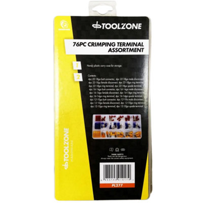 Toolzone 76-Piece Terminal Assortment Kit Electrical Connectors Box