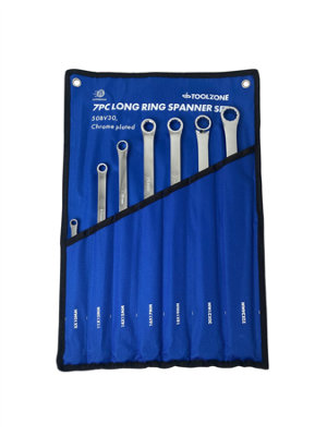TOOLZONE 7PC LONG RING SPANNER SET 8-24MM