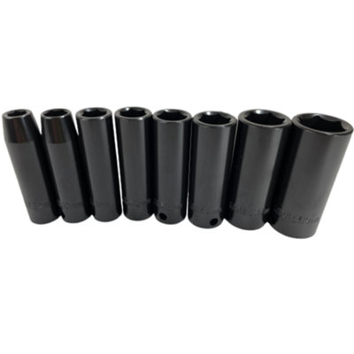 Toolzone 8 Piece 3/8" Metric Deep Impact Sockets Set Durable Automotive Tool