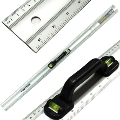 Toolzone Metal Ruler With Handle & Spirit Level 1m
