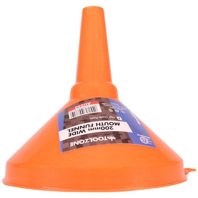 Toolzone Wide Plastic Orange Funnel 200Mm