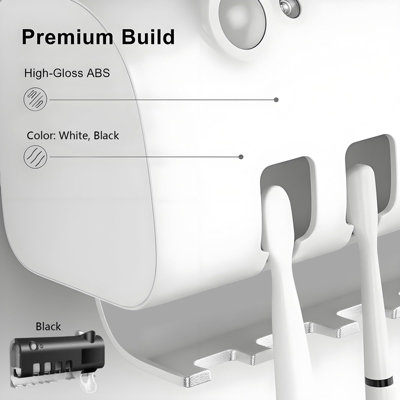 Toothbrush Holders Electric Wall Mounted Toothbrush Holder 4 Slots,No ...