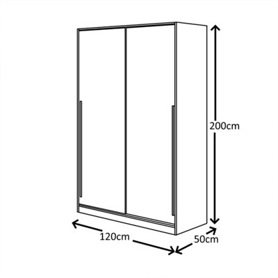 TOP 2 Door Sliding Wardrobe - White & Grey Concrete Effect (H)200cm (W ...