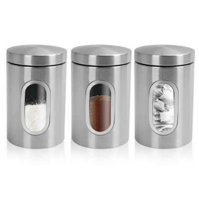 TOP 3 Kitchen Canisters (Pack Of 3) Silver (One Size)