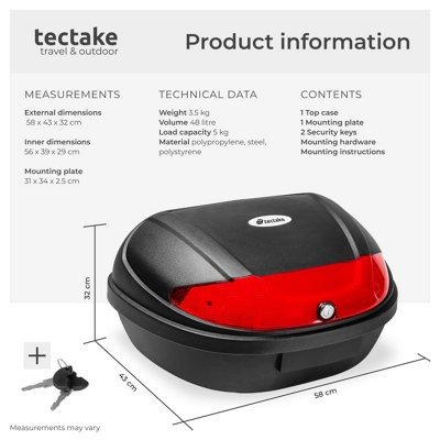 Top box for motorcycle approx. 48 litres - black