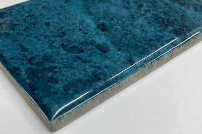 Top Ceramics Blue Gloss Metro Ceramic Wall Tile Flat Bumpy - SAMPLE