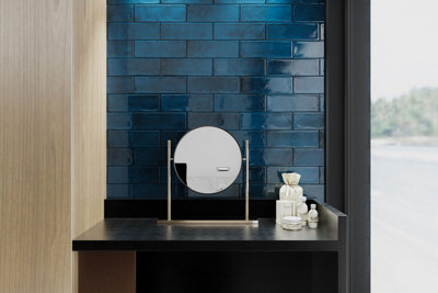 Top Ceramics Blue Gloss Metro Ceramic Wall Tile Flat Bumpy - SAMPLE