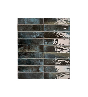 Top Ceramics Brick Deep Blue Gloss Metro Ceramic Wall Tile Flat Bumpy ...