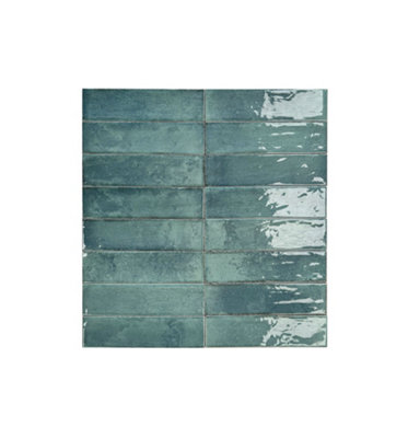 Top Ceramics Brick Sage Gloss Metro Ceramic Wall Tile Flat Bumpy - SAMPLE
