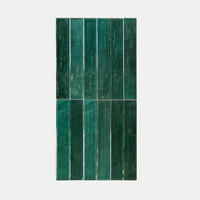 Top Ceramics Green Gloss Flat Bumpy Metro Ceramic Wall Tile - Sample