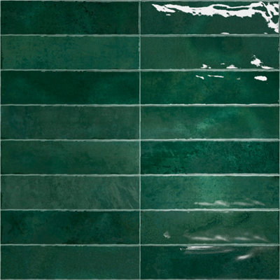 Top Ceramics Green Gloss Metro Ceramic Wall Tile Flat Bumpy - SAMPLE