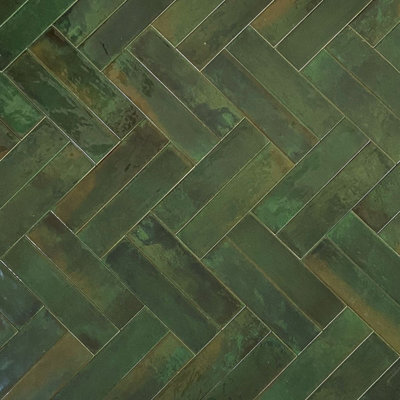 Top Ceramics Green Gloss Metro Ceramic Wall Tile Flat Bumpy - SAMPLE
