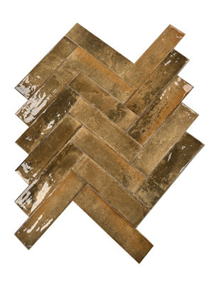 Top Ceramics Mustard Red Gloss Metro Ceramic Wall Tile Flat Bumpy - SAMPLE