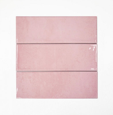 Top Ceramics Pink Gloss Metro Ceramic Wall Tile Flat Bumpy - SAMPLE
