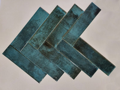 Top Ceramics Turquoise Green Gloss Metro Ceramic Wall Tile Flat Bumpy ...
