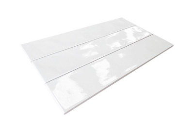 Top Ceramics White Gloss Metro Ceramic Wall Tile Flat Bumpy - SAMPLE