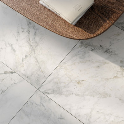 Top Ceramics Withe Marble Tiles Porcelain Matt Floor Wall (L)60cm x (W ...