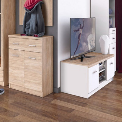 Top Mix Contemporary Compact TV Unit with Storage - White