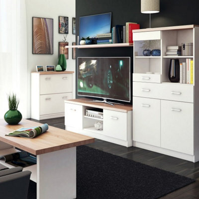 Top Mix Contemporary Compact TV Unit with Storage - White