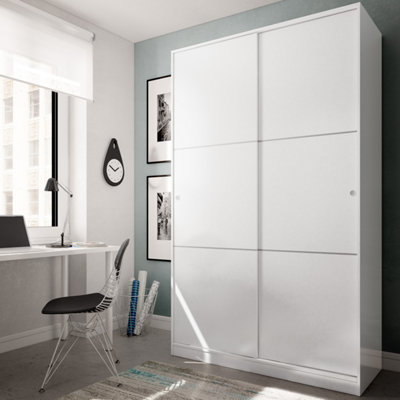TOP White 2 Door Large Modern Sliding Bedroom Wardrobe - H: 200cm x W ...