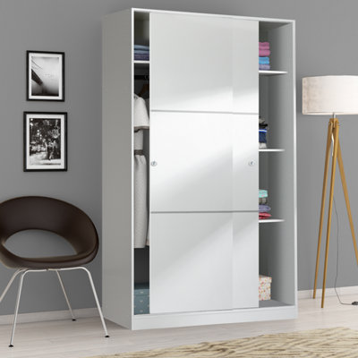 TOP White 2 Door Large Modern Sliding Bedroom Wardrobe - H: 200cm x W ...