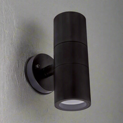 TOPAZ - CGC Black GU10 Outdoor Up And Down Wall Light Polycarbonate IP54 | DIY at B&Q