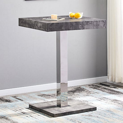Topaz Concrete Effect Bar Table With 2 Ripple Grey Stools
