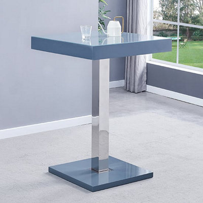 Topaz Glass Grey Gloss Bar Table With 2 Ripple Grey Stools
