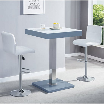 Topaz Glass White Grey Bar Table With 2 Coco White Stools | DIY at B&Q