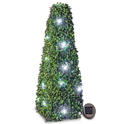 Topiary Tree Solar LED Artificial The Buxus Obelisk 60cm Pair