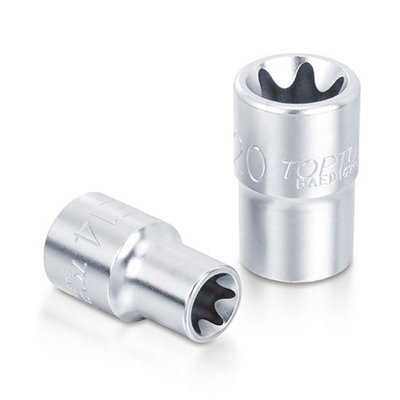 TOPTUL E16 STAR SOCKET BIT 1/2 INCH SQUARE DRIVE SATIN CHROME HEAD ...