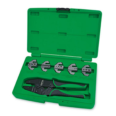 TOPTUL QUICK INTERCHANGEABLE RATCHET CRIMPING TOOL KIT 6PC AISI 4140 ...