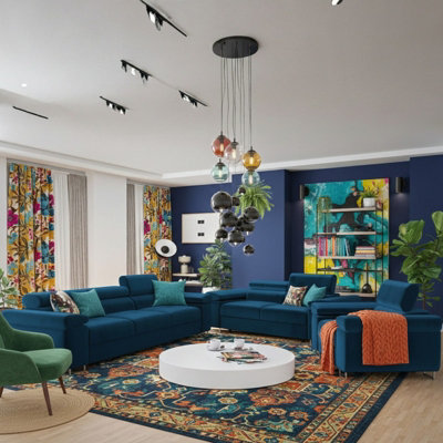 TOREZIO 3 2 1 living room sofa set chipboard frame HR foam wave springs ...