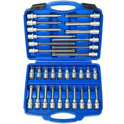 Torx socket set 32 pieces - blue | DIY at B&Q