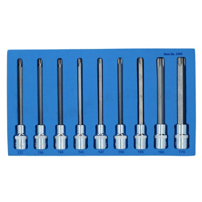 Torx / Star Bit Sockets 1/2" Drive 9pcs T27 - T70 Deep By BERGEN AT828 | DIY at B&Q