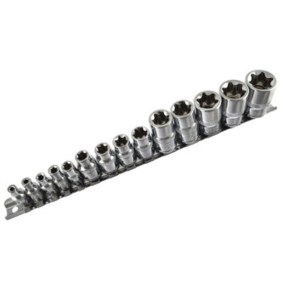 Torx / Star Female Sockets 14pcs Set 1/4in 3/8in and 1/2in Drive E ...