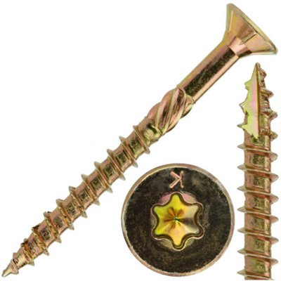 Torx Yellow Wood Screws 120mm x 5.0mm ( Pack of: 100 ) Countersunk High ...