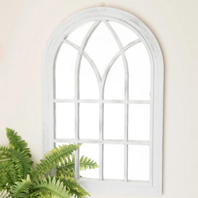 Toscana Arched White Distressed Outdoor Garden Wall Mirror - Indoor or ...
