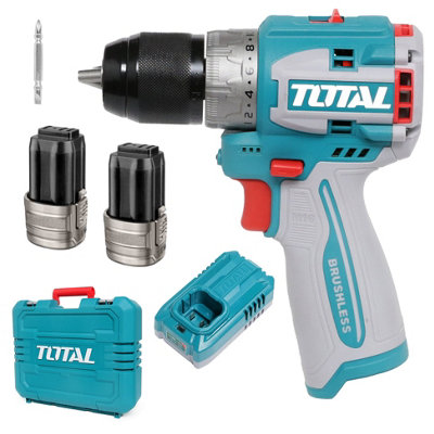 Total Li-Ion 16V Compact Brushless Cordless Drill (with 2 x Batteries ...