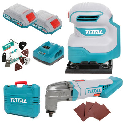 Total Li-Ion 20V Cordless Sheet Sander & Multifunction Tool (with 2 x ...