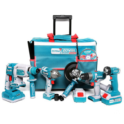 Total Li-Ion 20V Industrial Combo Kit (with 2 x Batteries & Charger ...