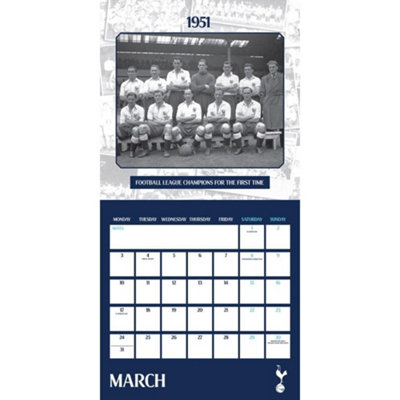 Tottenham Hotspur FC Legends 2025 Square Wall Calendar White/Navy Blue ...