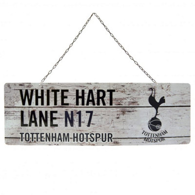 Tottenham Hotspur FC Rustic Plaque White/Black (One Size) | DIY at B&Q