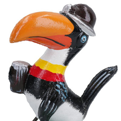 TOUCAN MINER EXOTIC BIRD CAST IRON STATUE FIGURE TROPHY ORNAMENT SCULPTURE