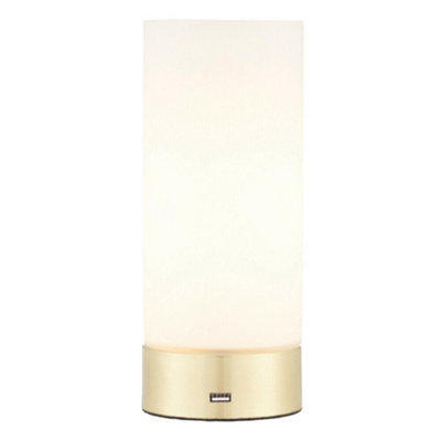 Touch Dimmable Table Lamp Brass & Frosted Glass Shade Modern Light USB ...
