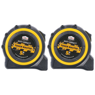 TOUGH MASTER 5m Tape Measure anti impact metric / imperial Pack of 2