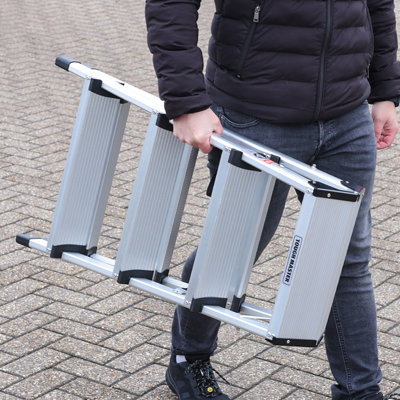 TOUGH MASTER Folding Step Ladder Double-Sided 4 Step Aluminium Step ...
