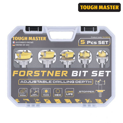 TOUGH MASTER Forstner Router Bit Set 5 piece 15, 20, 25, 30, 35mm, 8 ...