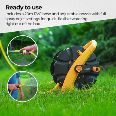 TOUGH MASTER Hose Pipe Reel wall mounted portable has 20m hose, lightweight